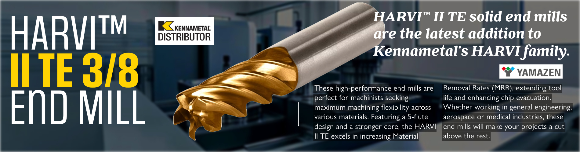 Kennametal HARVI II TE 3/8" | High-Feed End Mill | Yamazen